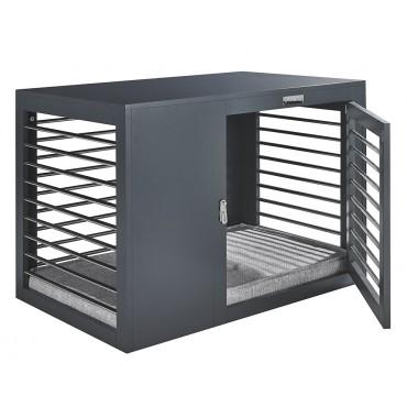 Gray Modern Dog Den Crate with Stainless Steel Accents – OfficialDogHouse